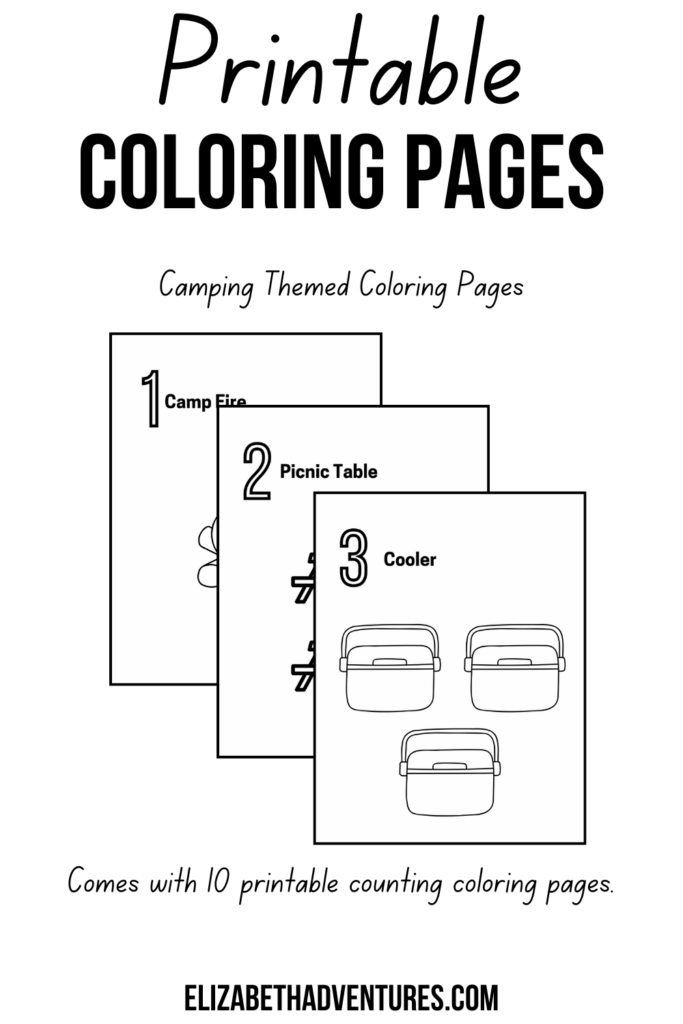 Camping Number Coloring Pages | Elizabeth Adventures