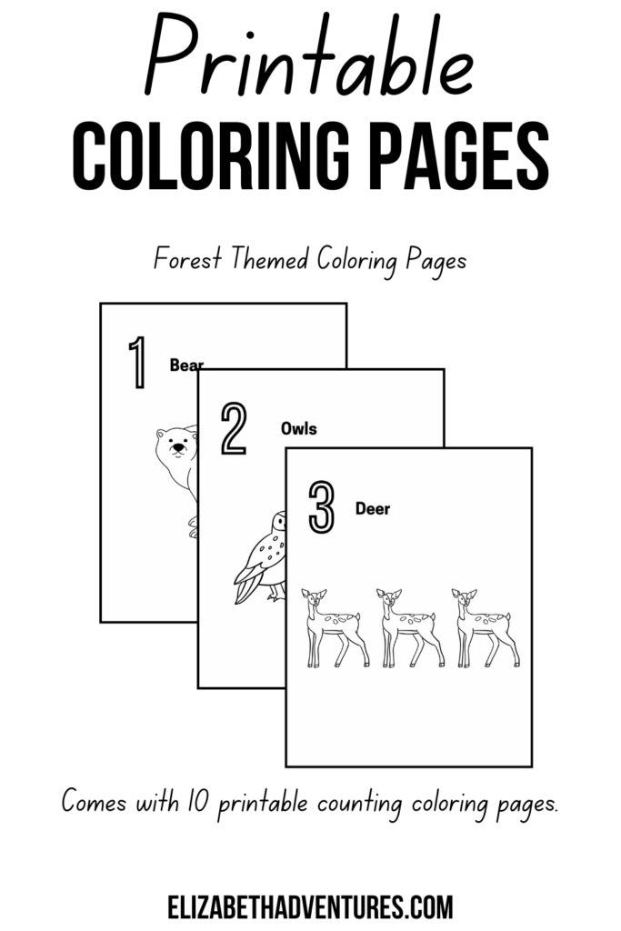 Forest Number Coloring Pages | Elizabeth Adventures